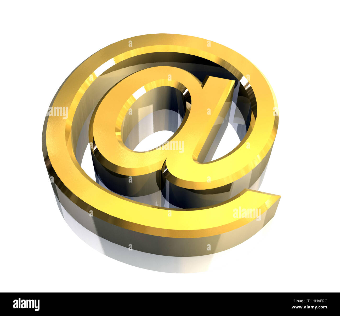 email symbol in gold (3d made Stock Photo - Alamy