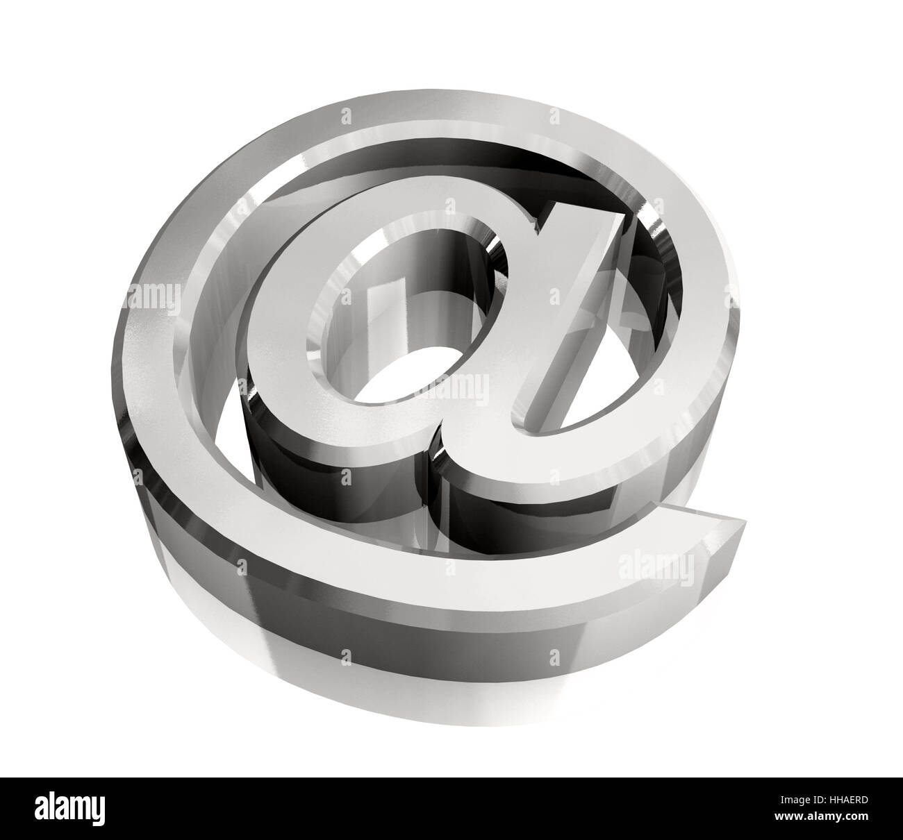 mail symbol in silver (3d made Stock Photo - Alamy