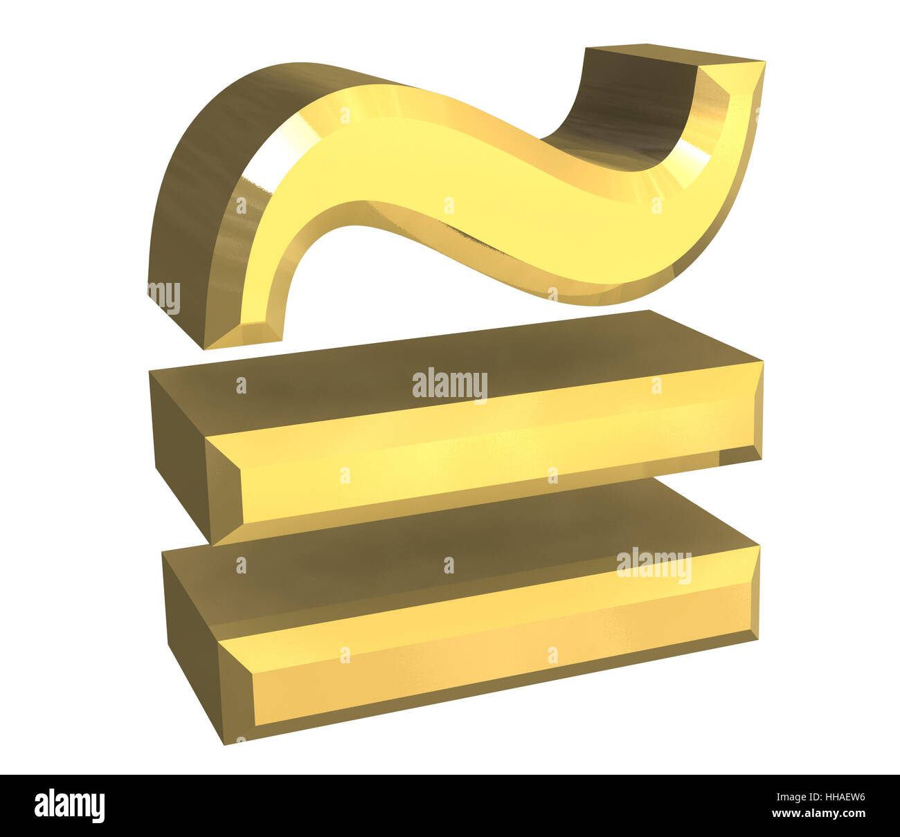 equal circa math symbol in gold - 3d made Stock Photo - Alamy