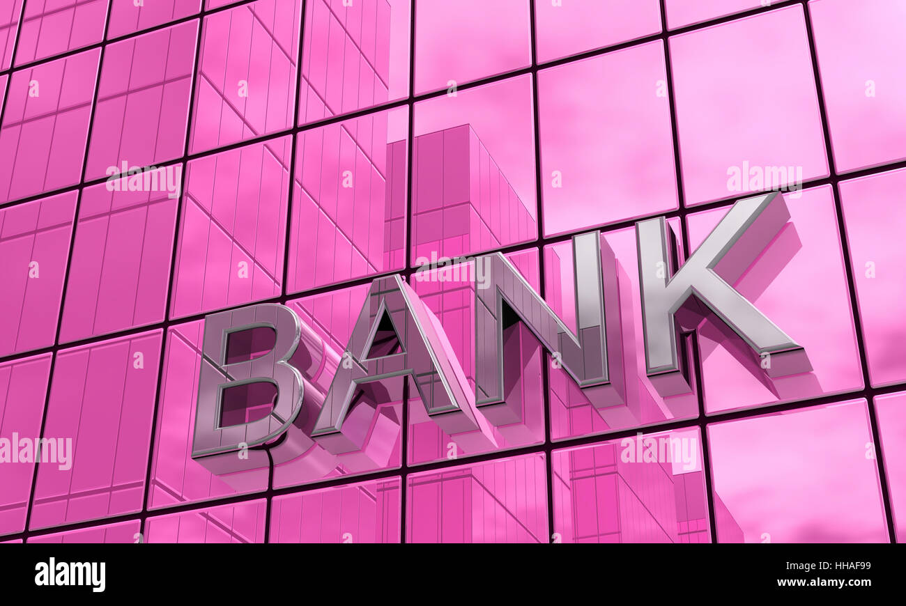 spiegelfassade pink - bank concept 2 Stock Photo - Alamy