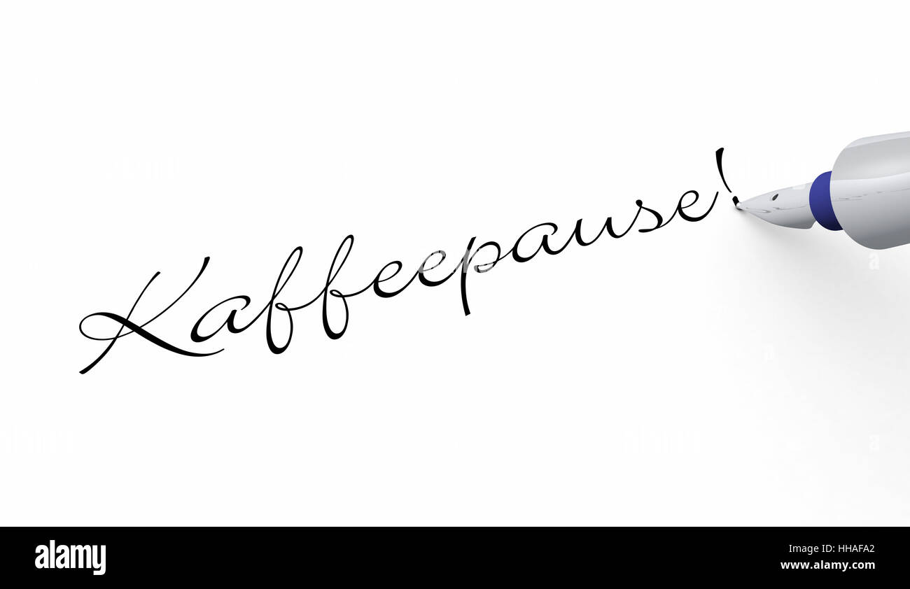 pen concept - coffee break! Stock Photo - Alamy