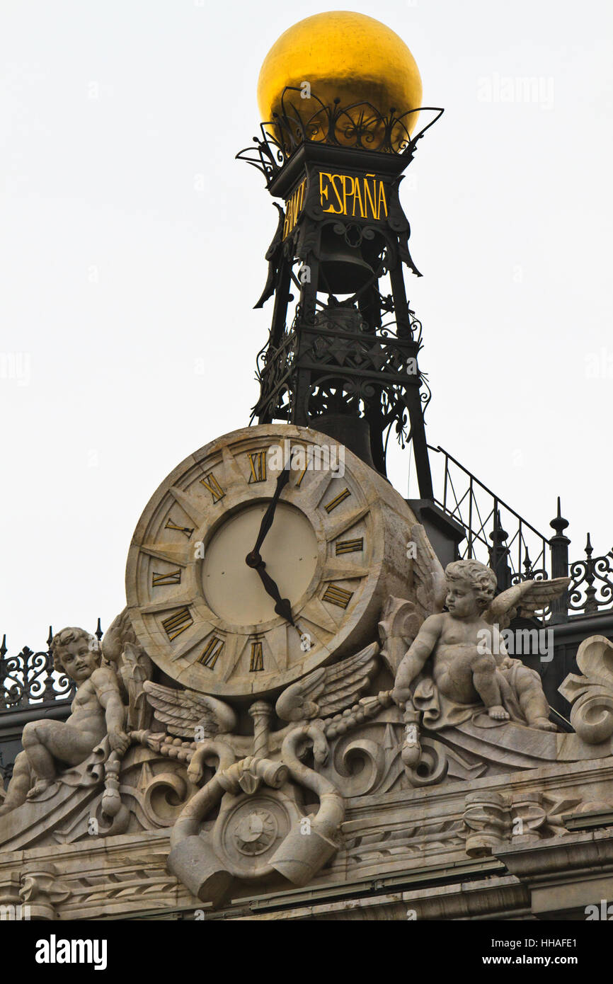 blue, house, building, detail, stone, clock, date, time, time ...