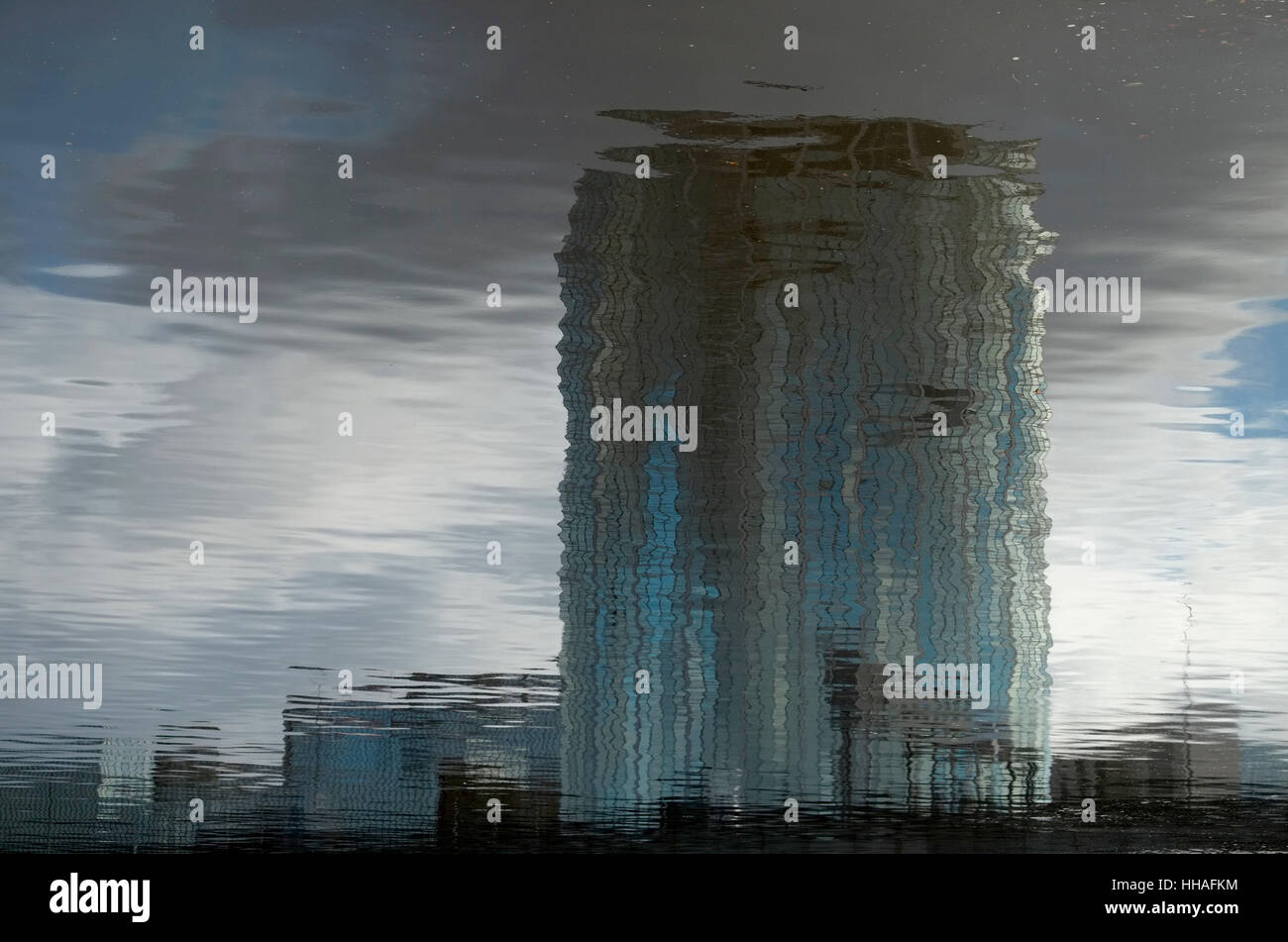 Reflection of Obel Tower in the River Lagan, Belfast Stock Photo - Alamy