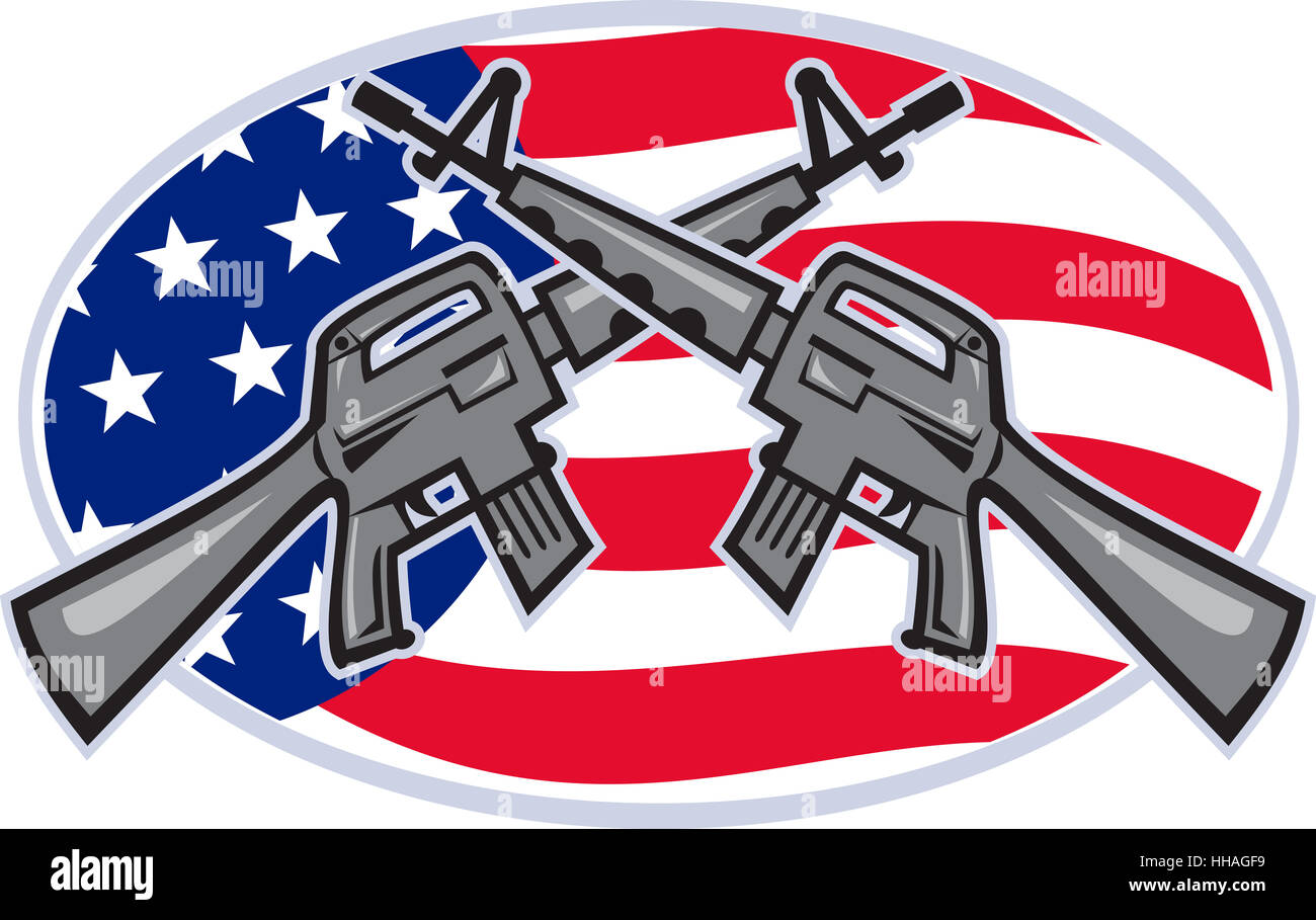 graphics, american, usa, illustration, flag, retro, gun, firearm ...