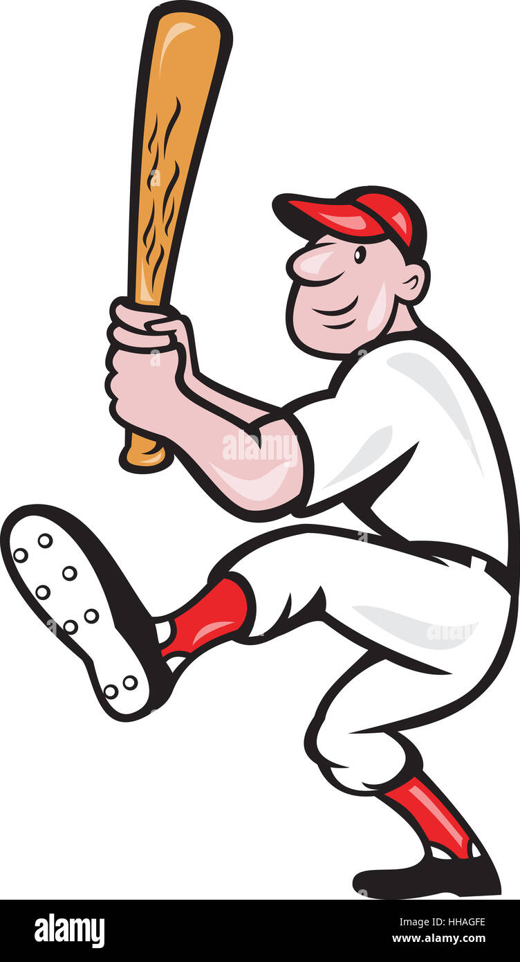 Illustration of a american baseball player batting cartoon style ...