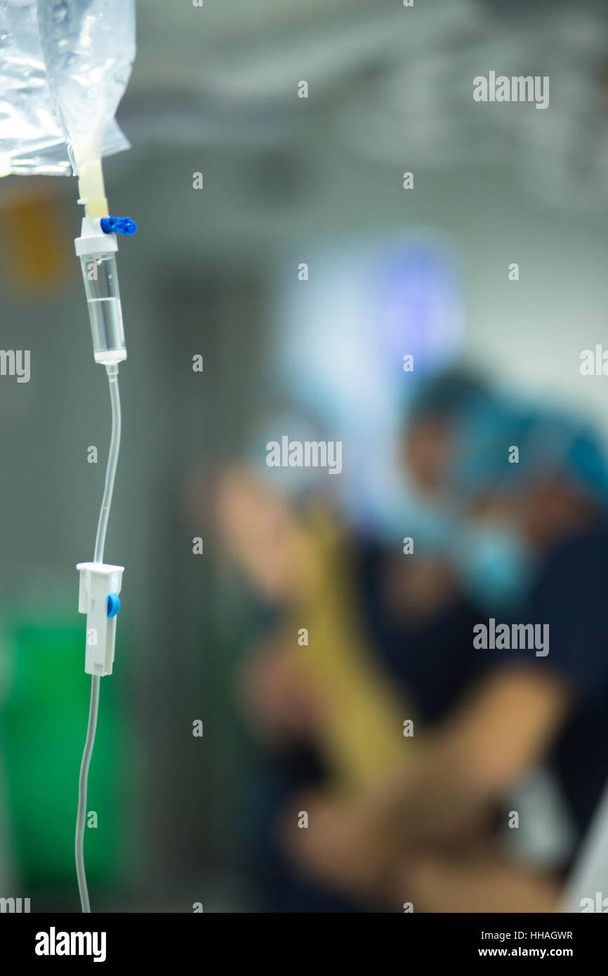 Hospital surgery medical drip in emergency room operating theater ward ...