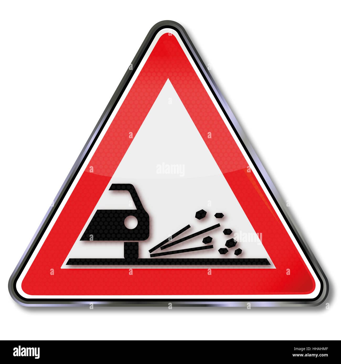 road sign rockfall Stock Photo - Alamy