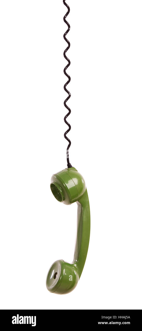 Green handpiece from a vintage telephone, isolated on white Stock Photo ...