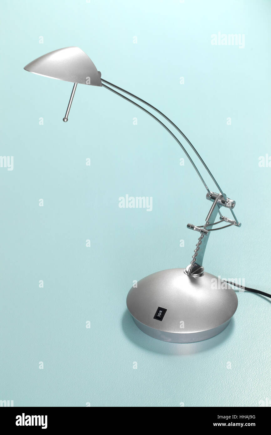 office, desk, silver, metal, shiner, light, lamp, luminary, desktop ...