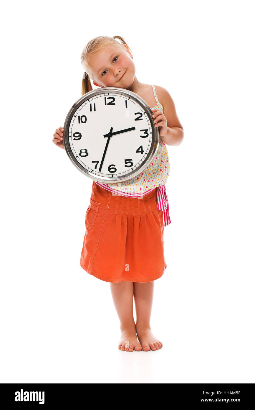 date, time, time indication, studio, clock, wall clock, child, girl ...