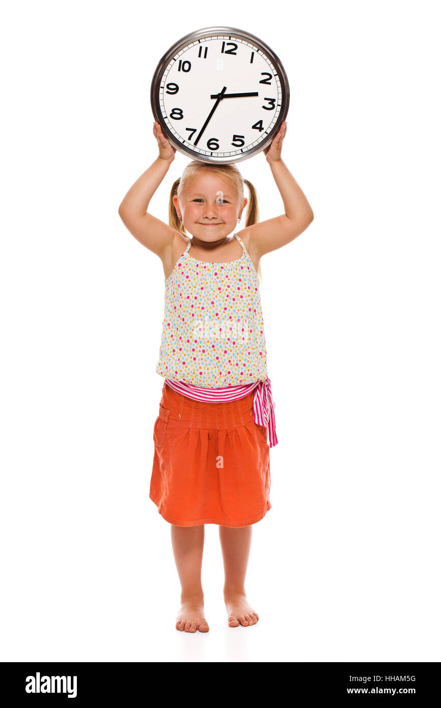 date, time, time indication, studio, clock, wall clock, child, girl ...