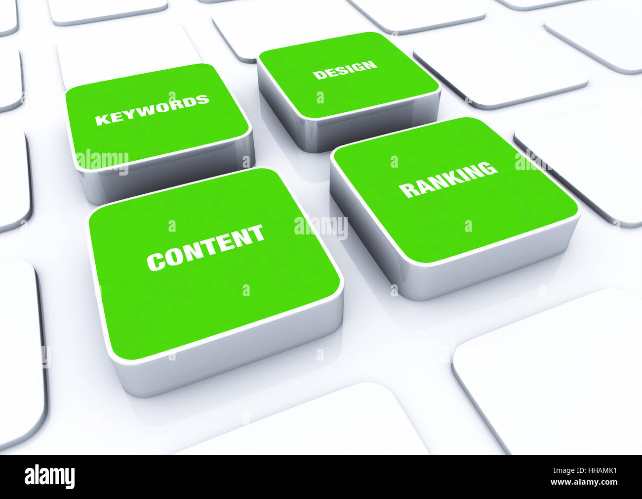 3d pads green - design content keywords ranking 1 Stock Photo - Alamy