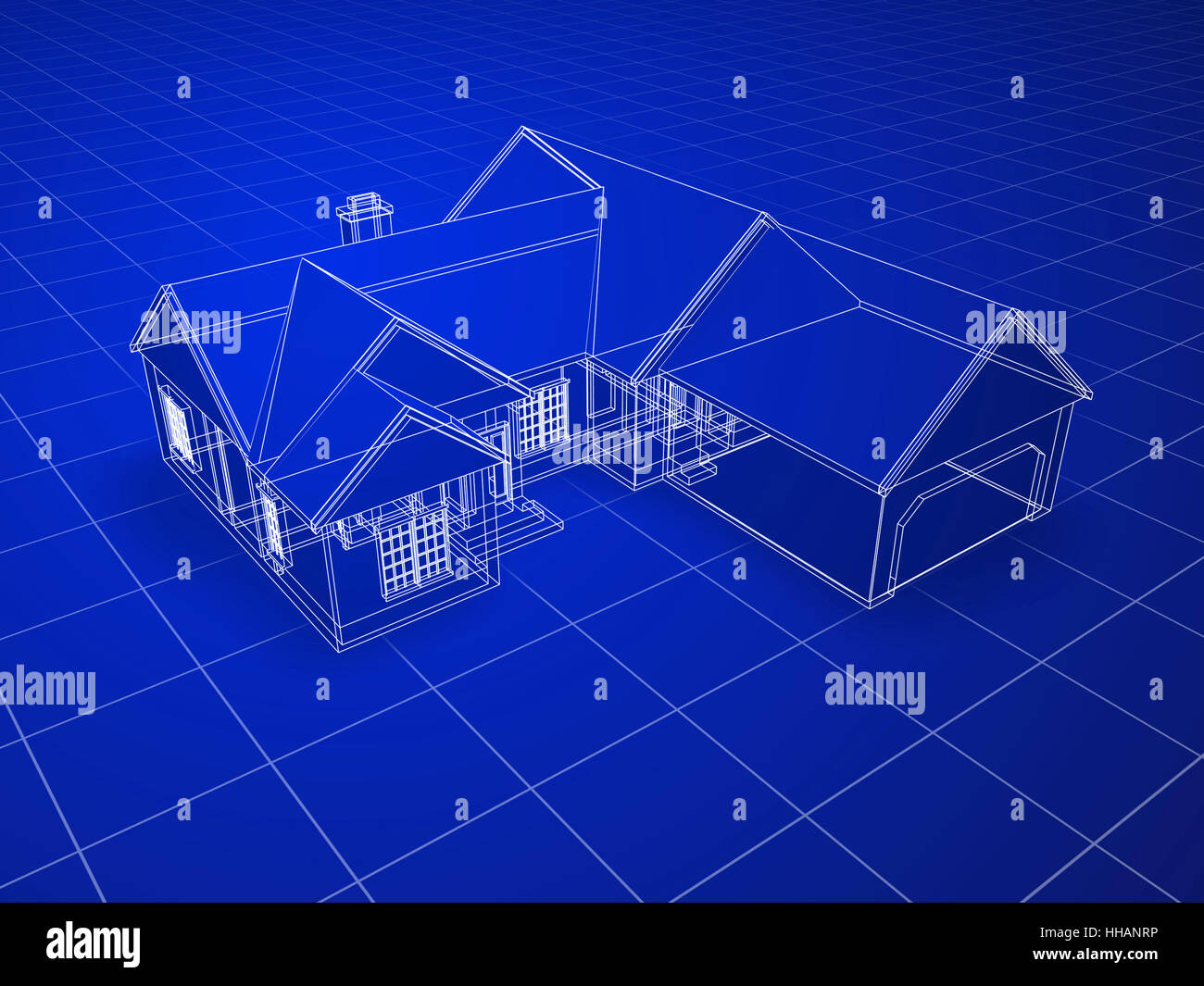blue, house, building, model, design, project, concept, plan, draft ...