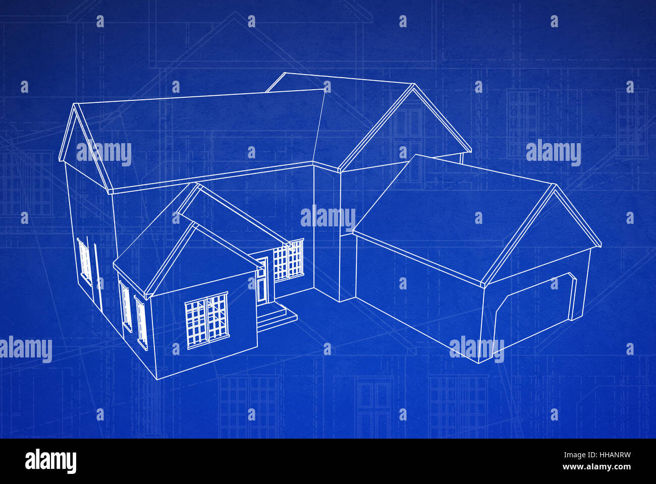 blue, house, building, model, design, project, concept, plan, draft ...