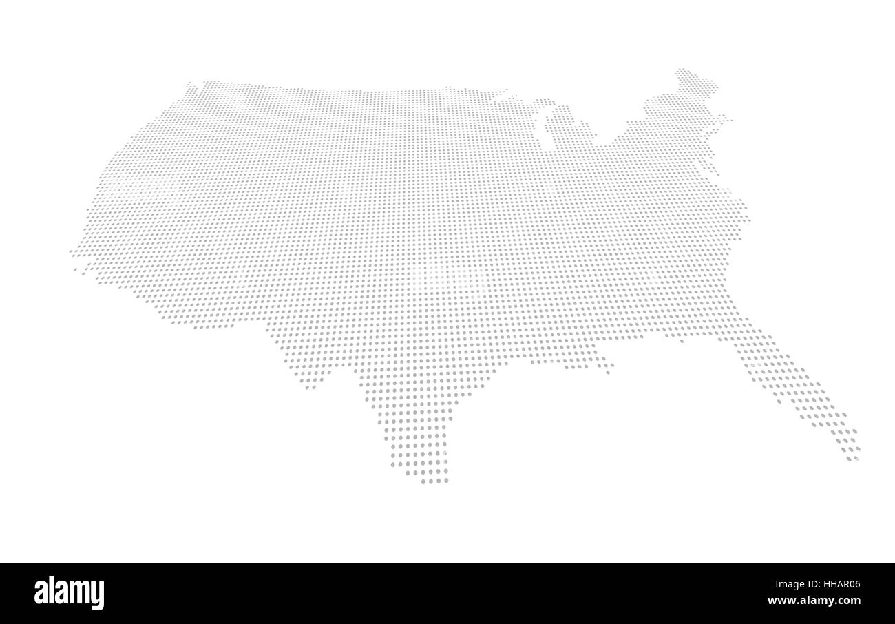 distorted perspective map of the usa with dot matrix Stock Photo - Alamy