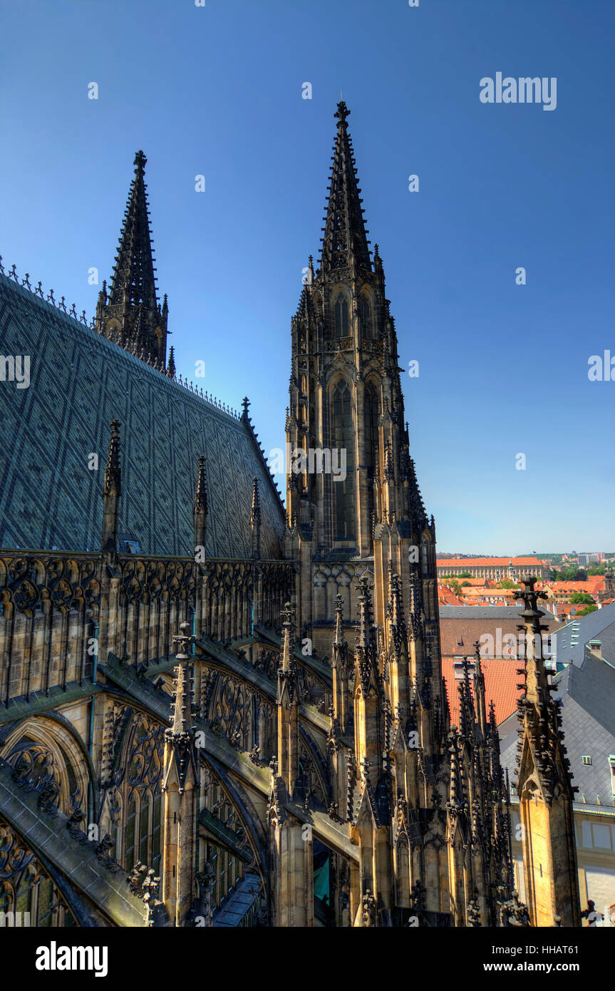 famous, tourism, prague, pinnacle, style of construction, architecture ...