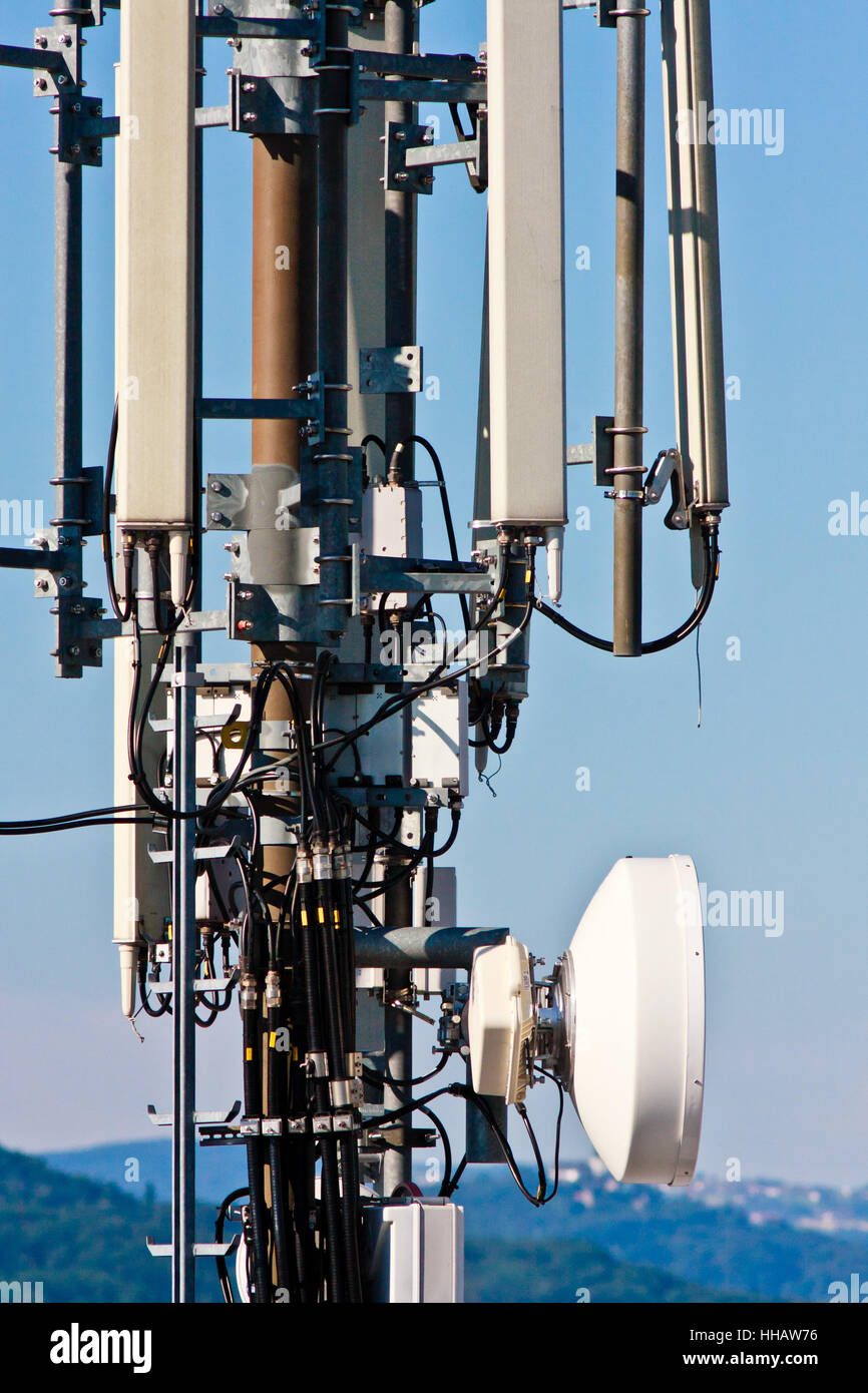 sign, signal, telephone, phone, station, blue, tower, modern, modernity ...
