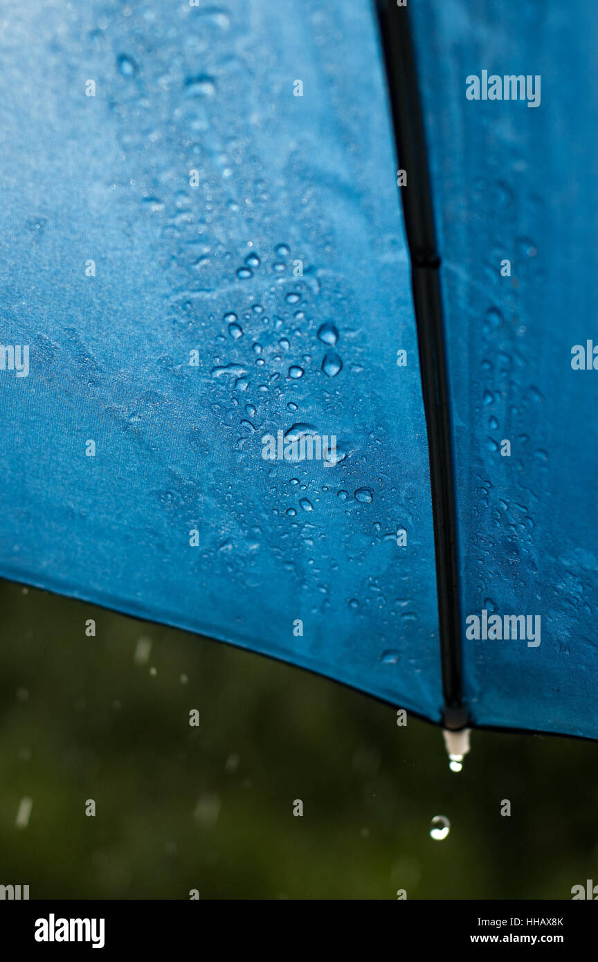 umbrella, rainy, rain, shelter, dripping, raining, close, blue, detail ...