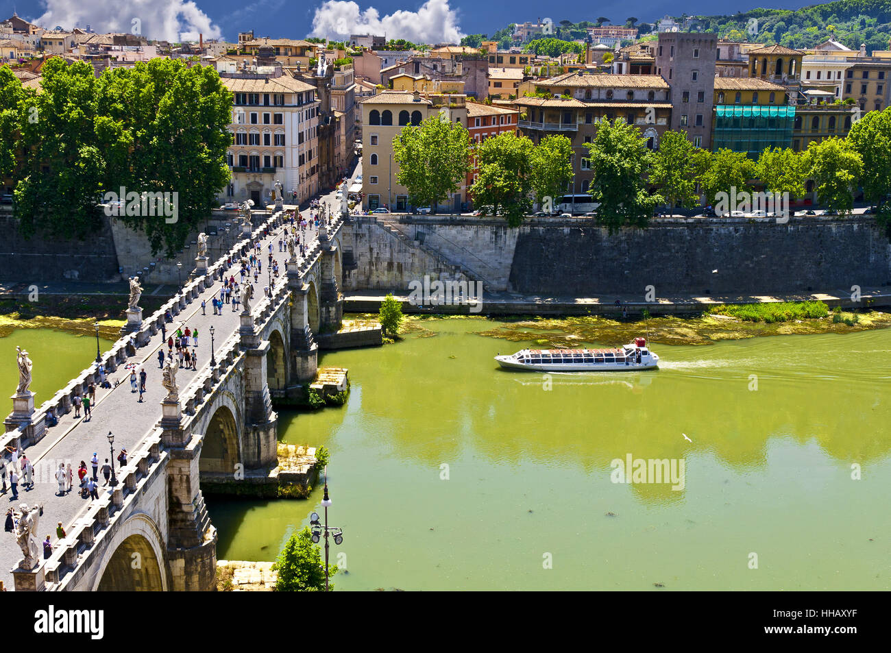 angels bridge and pleasure boat Stock Photo - Alamy