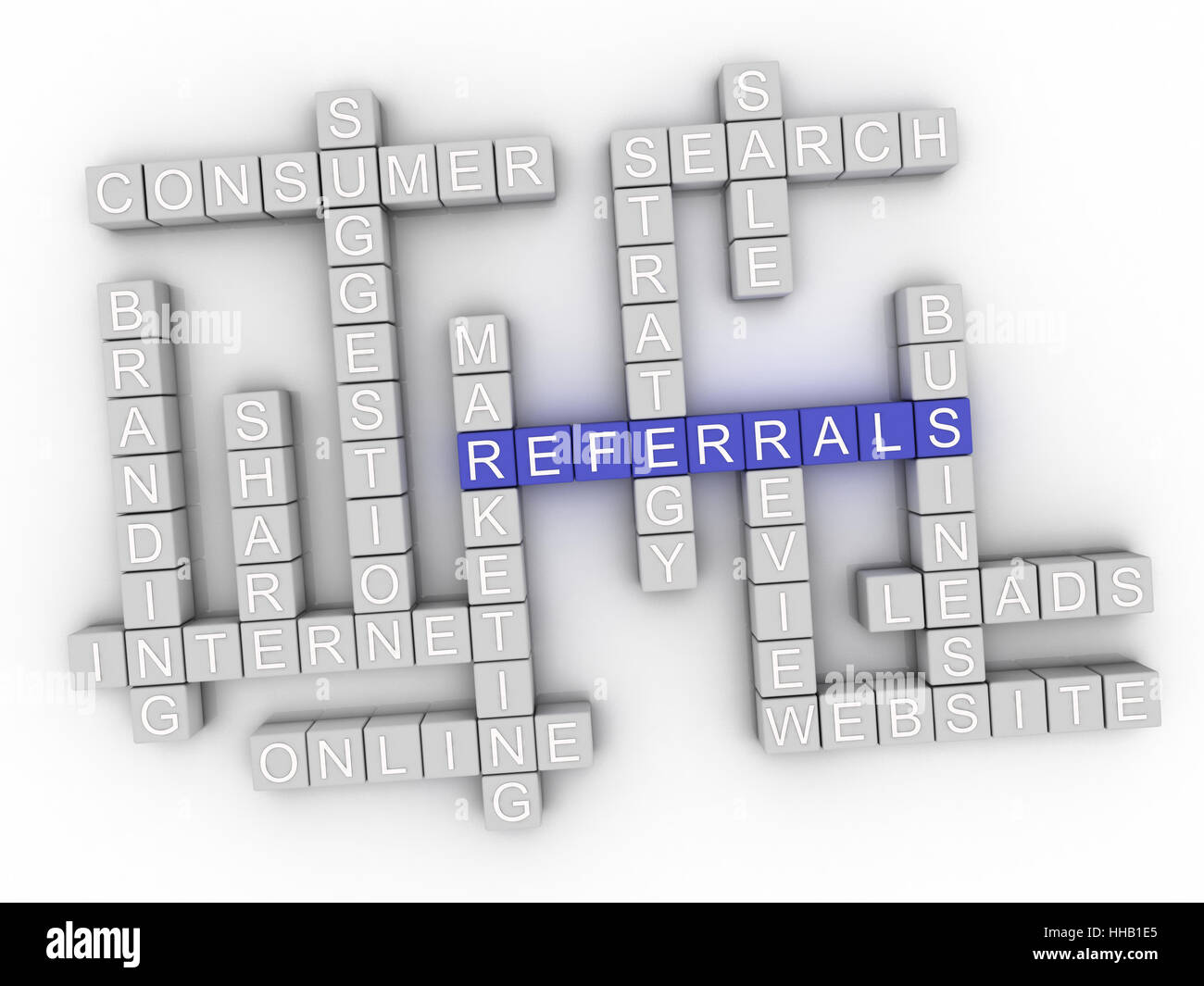 3d Referrals word cloud concept Stock Photo - Alamy