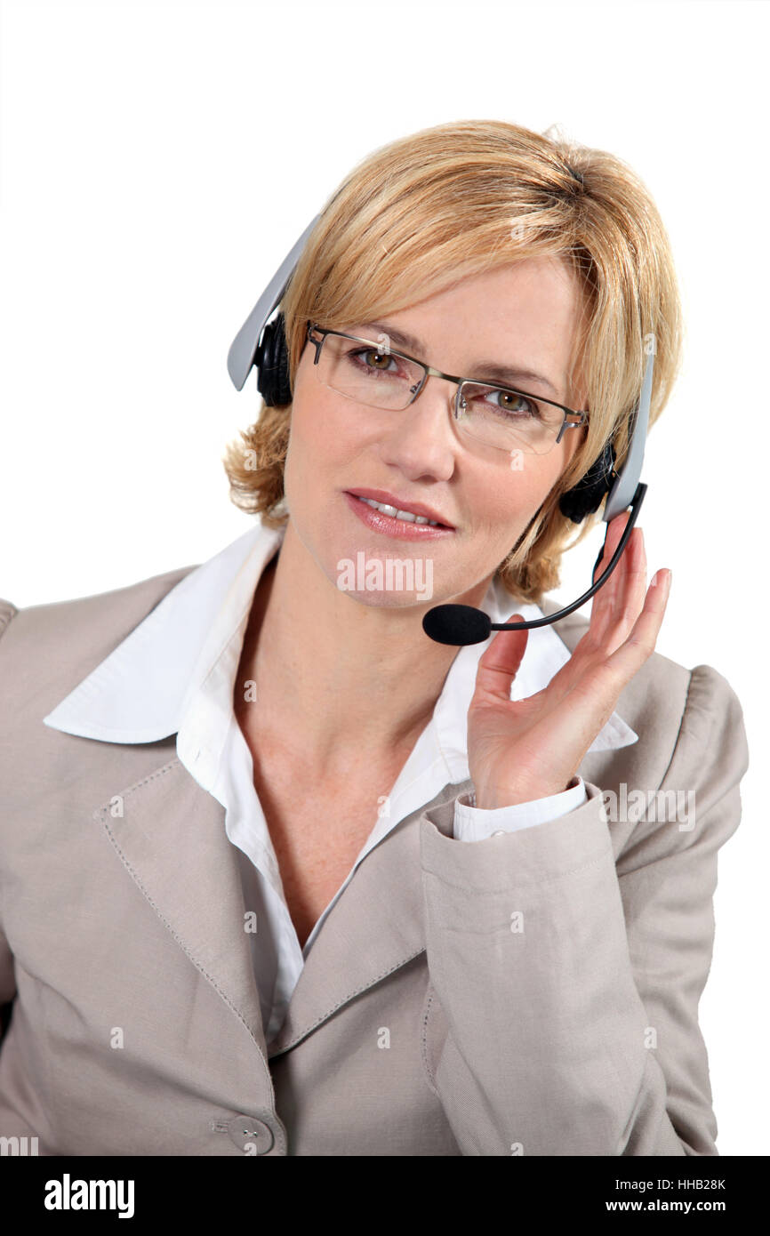 woman, office, secretary, portrait, blank, european, caucasian, studio ...