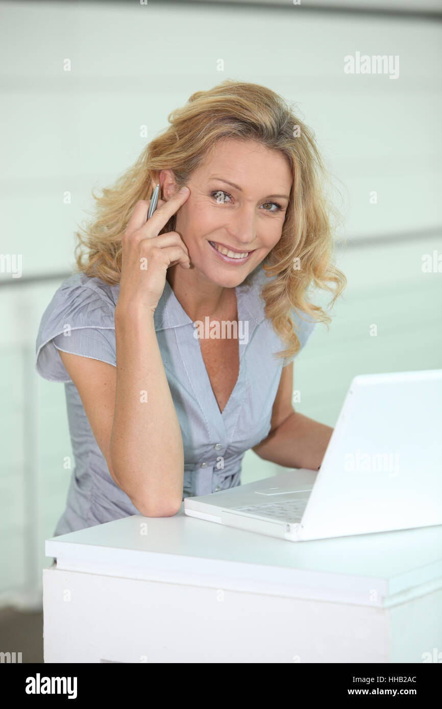 woman, laptop, notebook, computers, computer, laugh, laughs, laughing ...