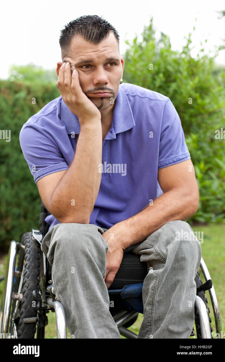 wheelchair, meditative, sad, hampered, young, younger, disability ...