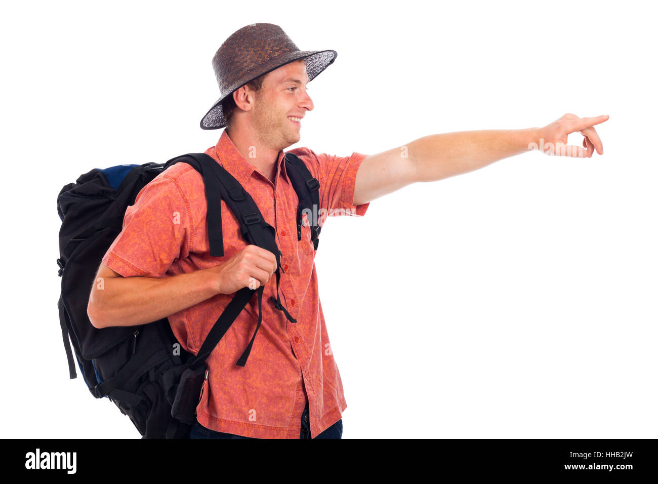 backpack, traveler, backpacker, pointing, traveling, man, humans, human ...