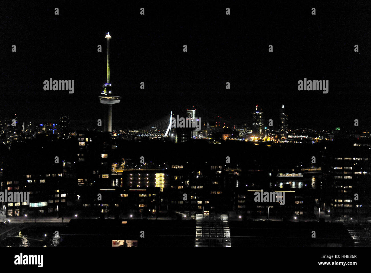night, nighttime, city view, rotterdam, city, town, night, nighttime ...