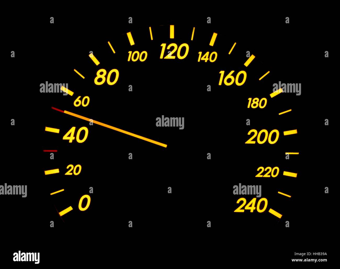 Speedometer of a car showing 50 Stock Photo - Alamy