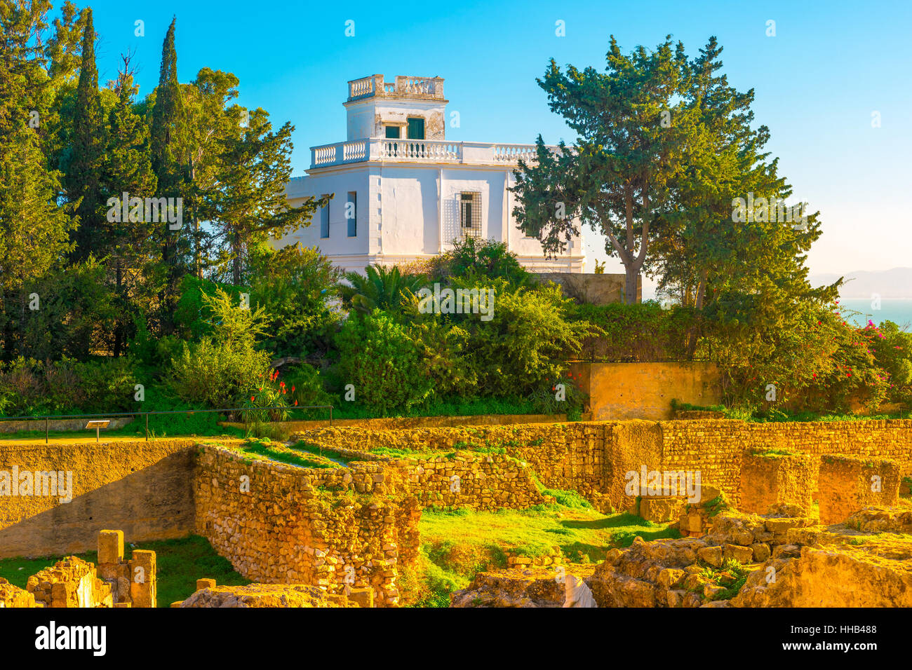 View from hill Byrsa with ancient remains of Carthage and landscape ...