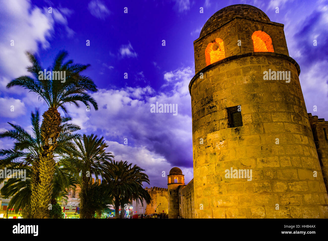 Night photo of Mosque in Sousse Stock Photo - Alamy