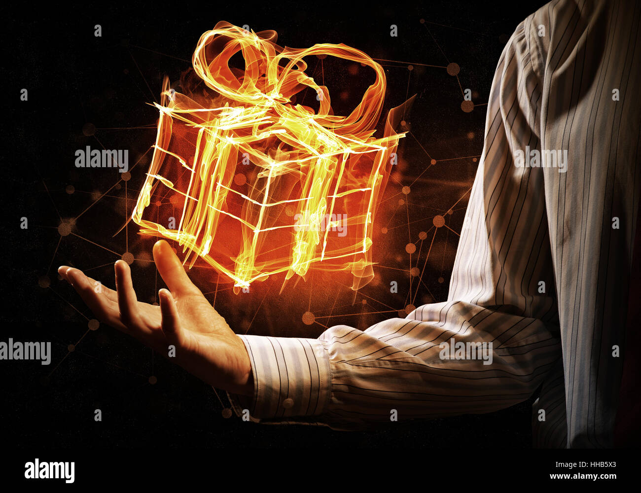 Fire gift box Stock Photo - Alamy