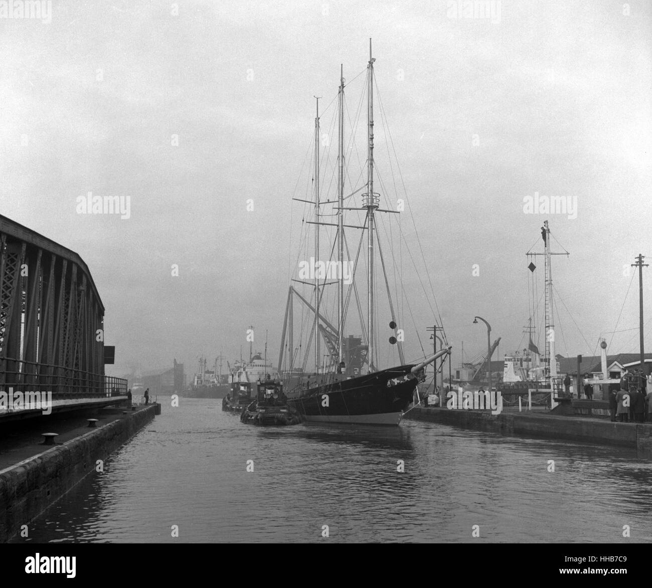 Towed stern first by tugs, the Sail Training Association's 300-ton ...