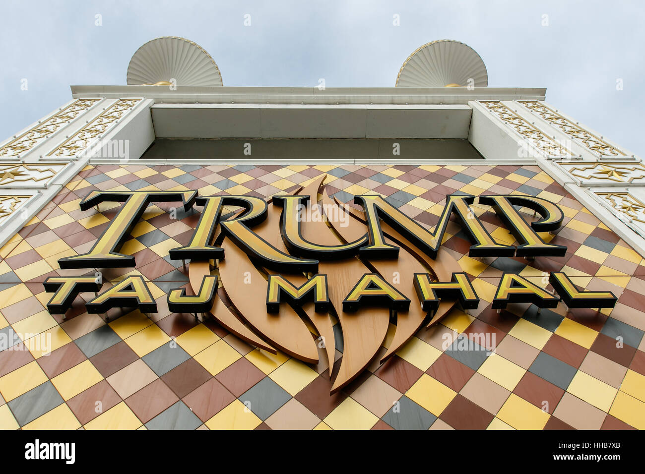 The sign on the closed out Trump Taj Mahal resort and casino, view from ...