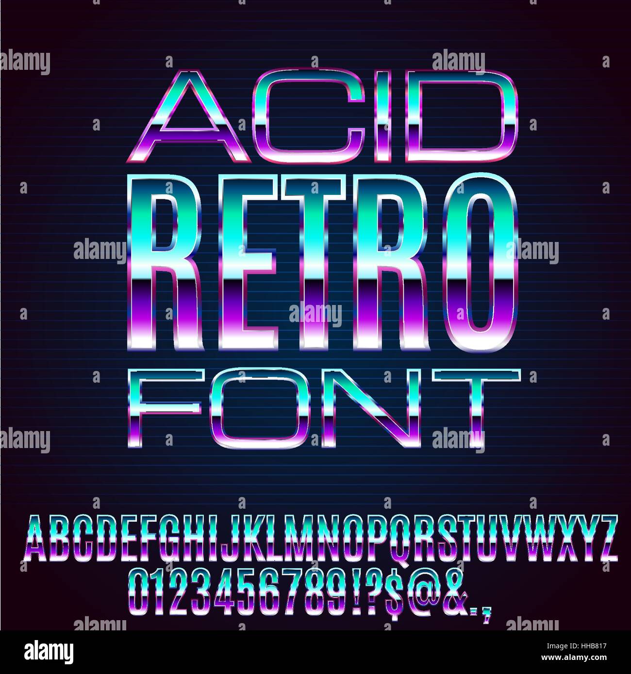 Retro Metal Font Stock Vector Image & Art - Alamy