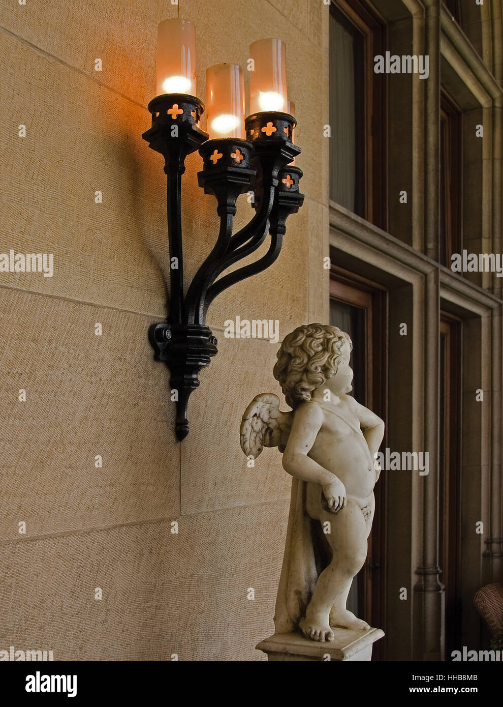 Statue of romantic figure on a porch of the Biltmore Mansion, Electric ...