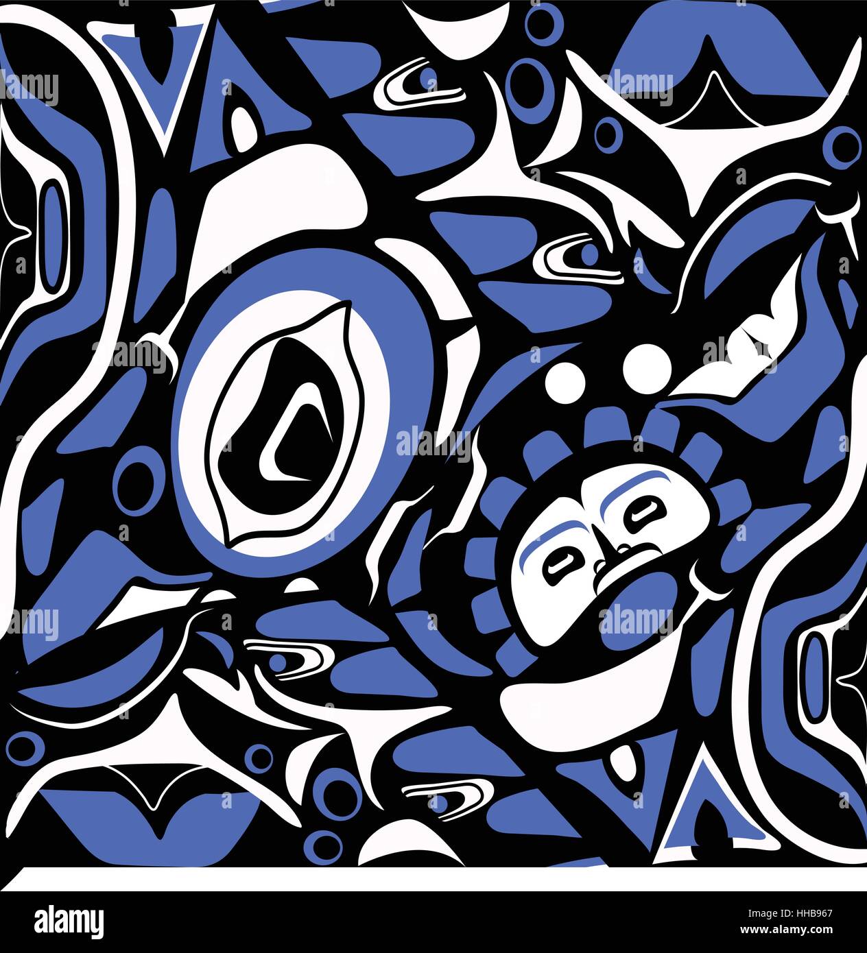 Vector illustration abstract blue background native north american on ...