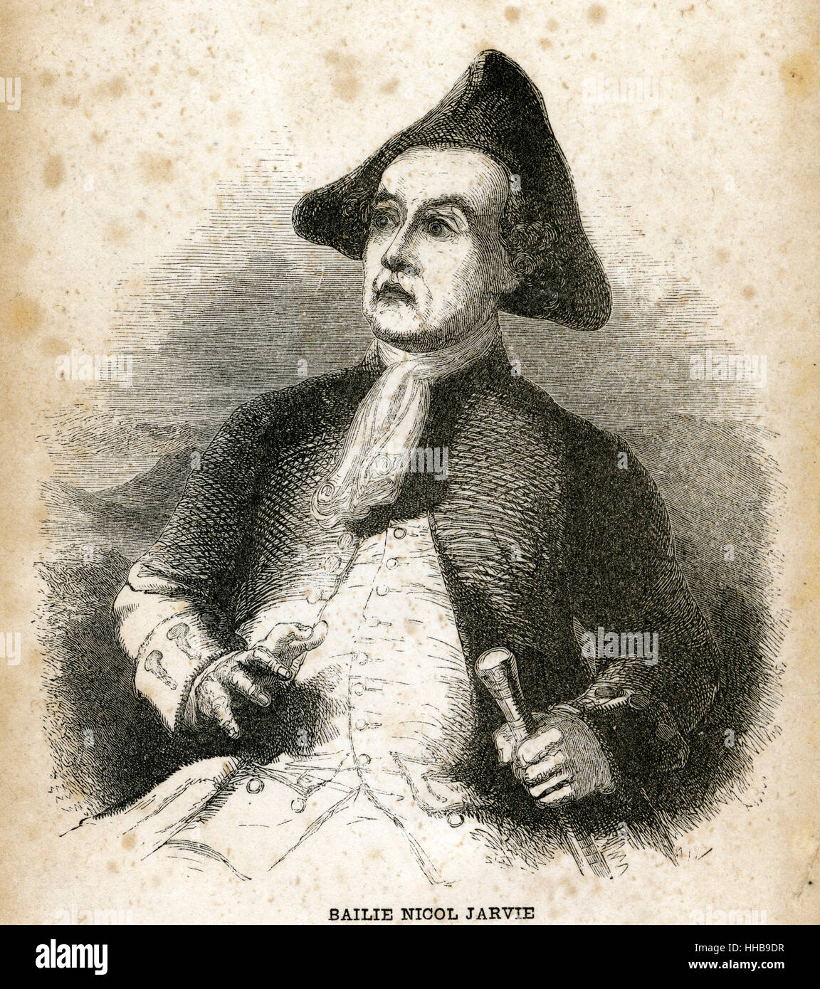 Antique c1820 engraving of Bailie Nicol Jarvie, a character in Walter ...