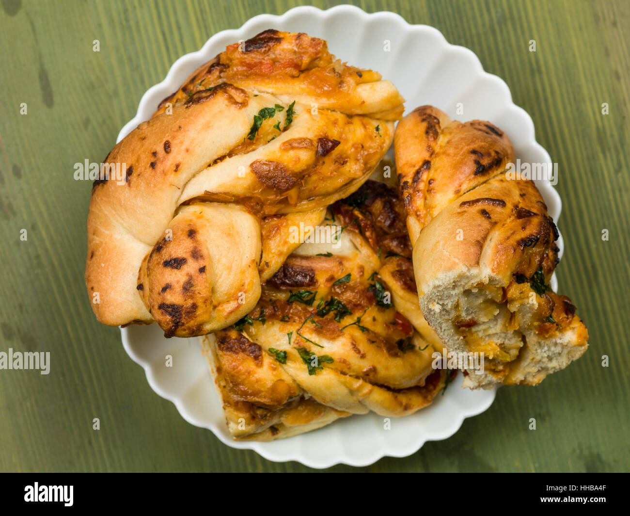 Italian Style Chargrilled Pepper and Cheese Twist Bread Stock Photo - Alamy