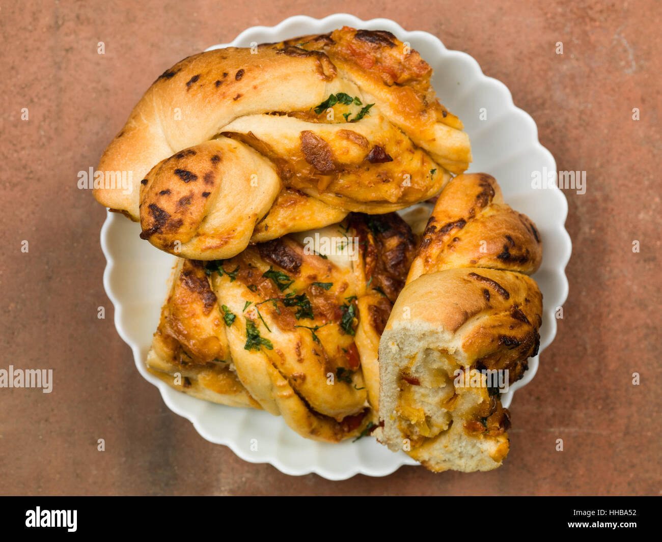 Italian Style Chargrilled Pepper and Cheese Twist Bread Stock Photo - Alamy
