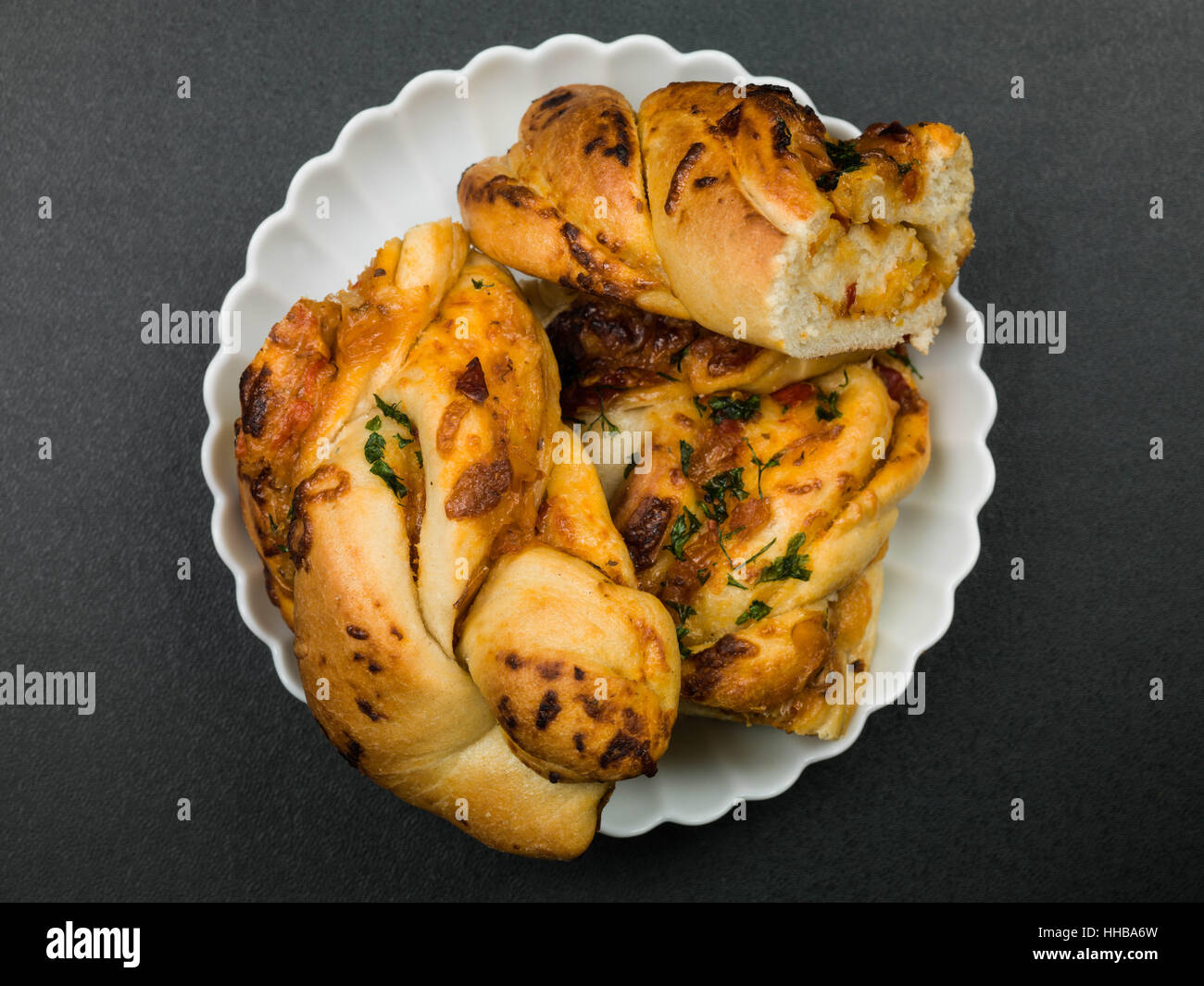 Italian Style Chargrilled Pepper and Cheese Twist Bread Stock Photo - Alamy
