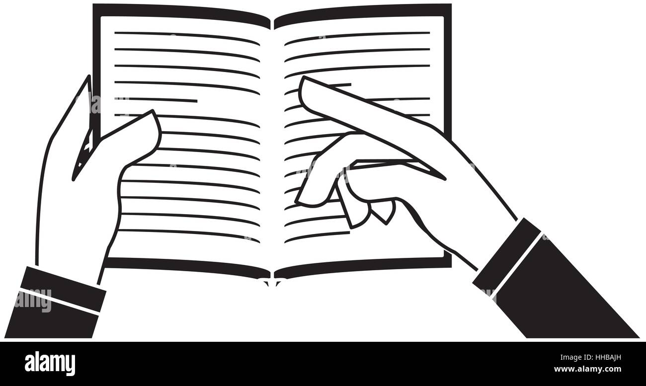 hands holding a document pages over white background. vector ...