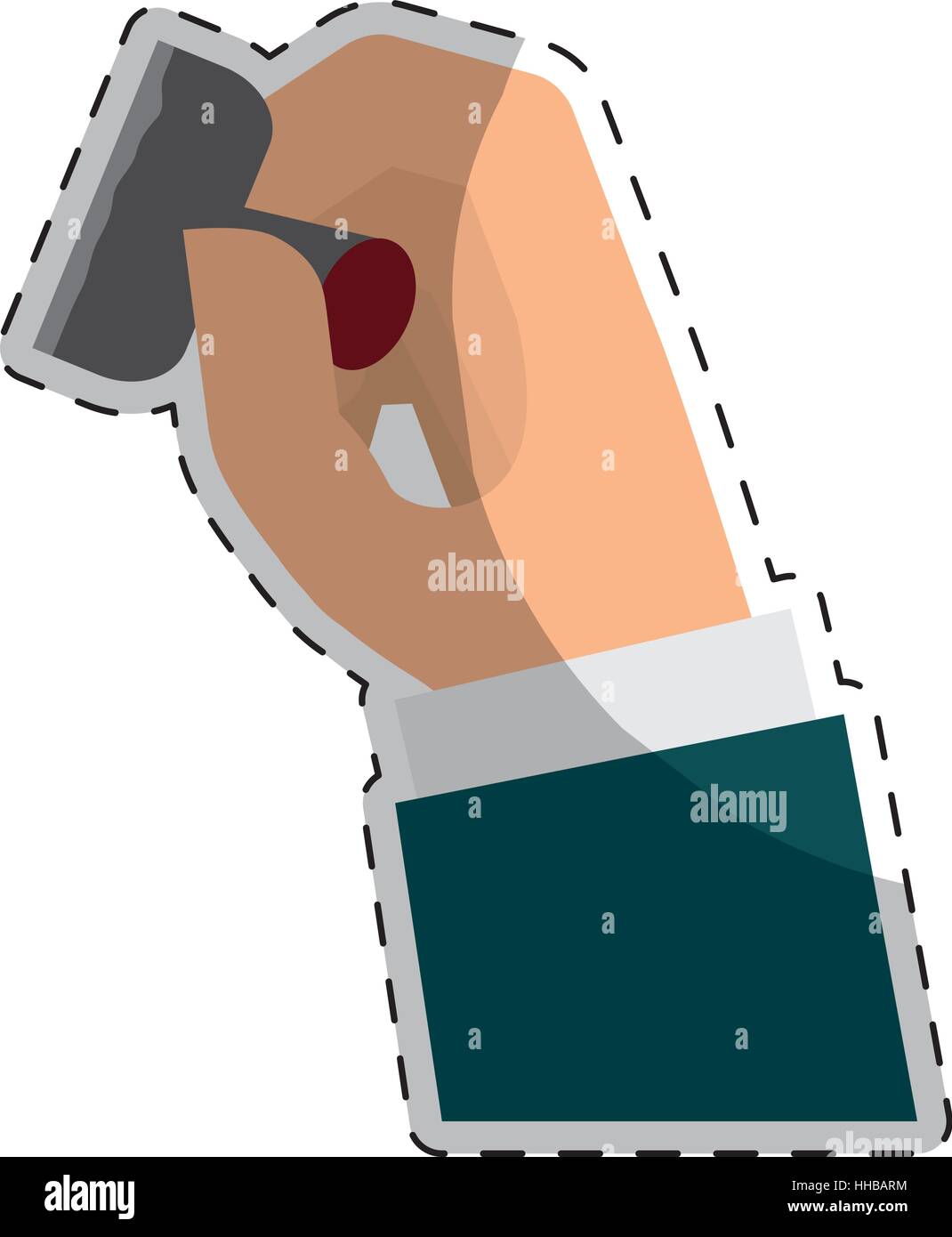hand holding a stamp over white background. vector illustration Stock ...