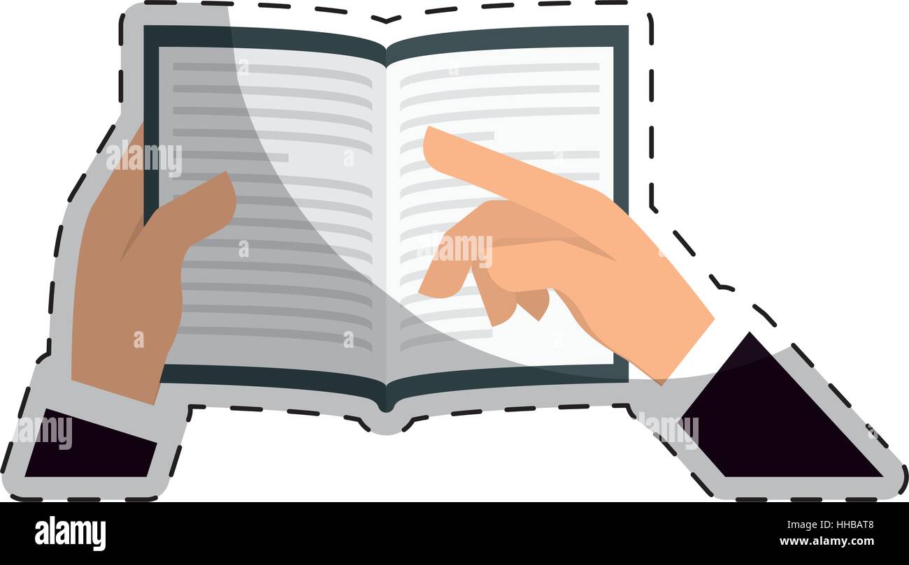 hands holding a document pages over white background. vector ...