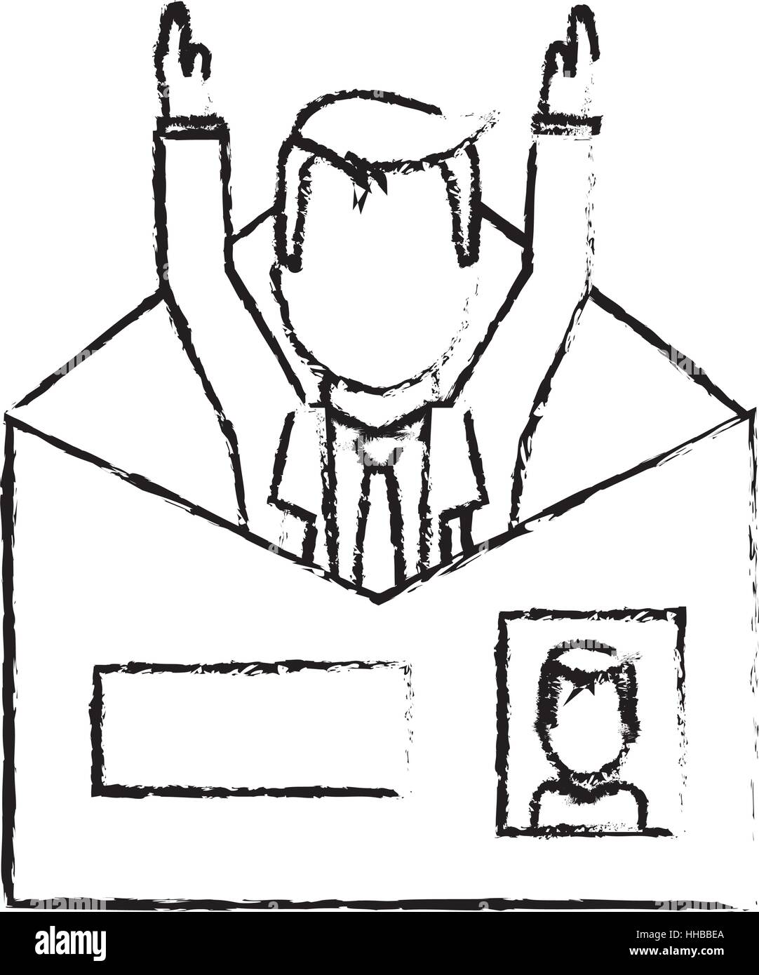 envelope and businessman icon over white background. human resources ...