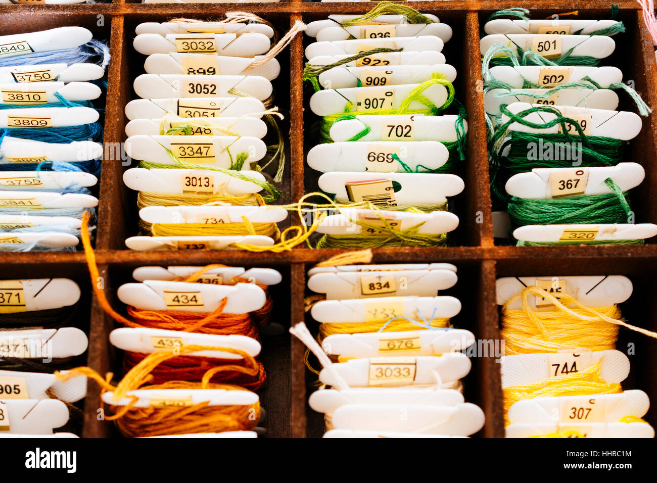 A embroidery thread sorting box Stock Photo - Alamy