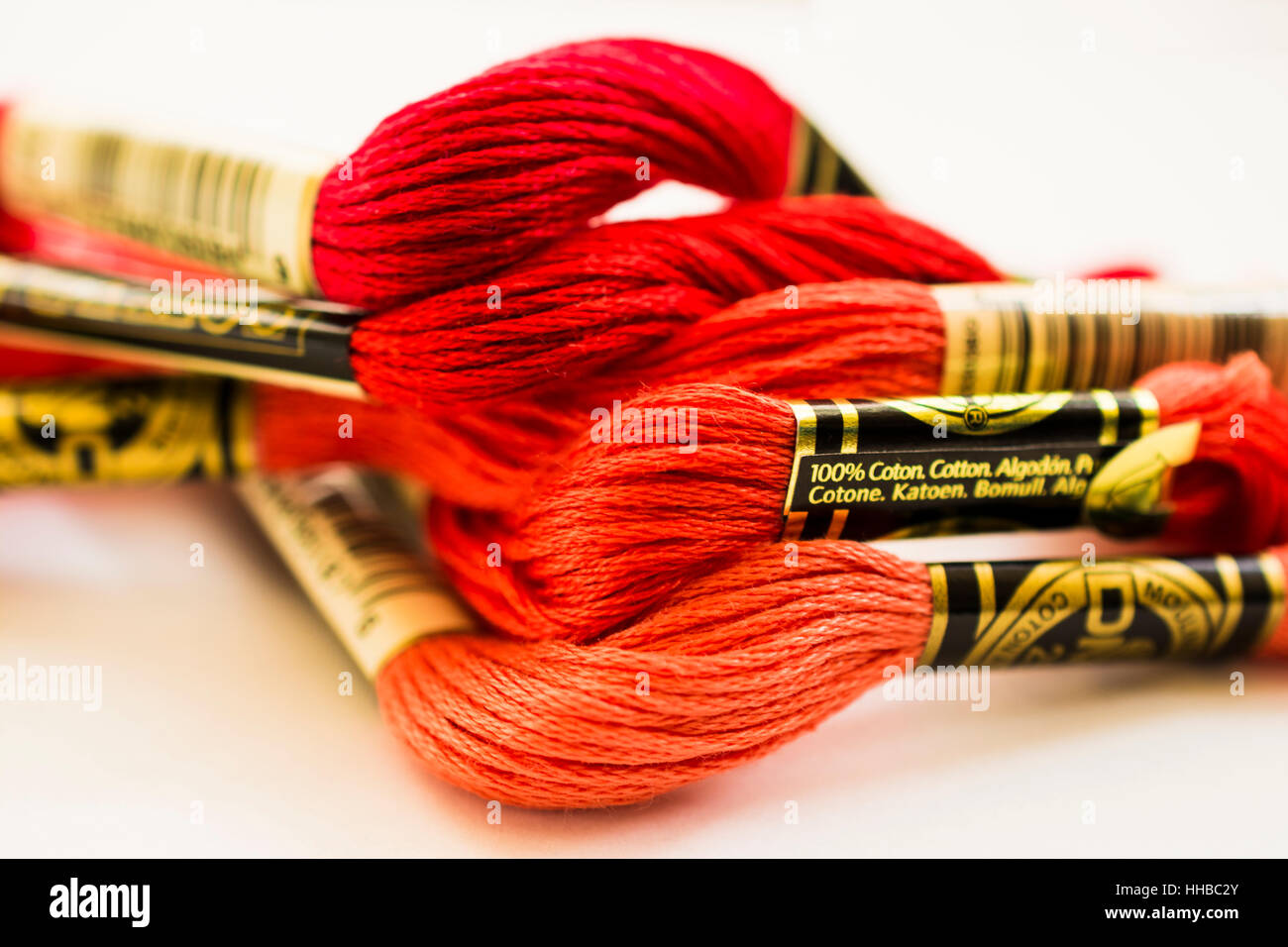 Colorful cotton craft threads for embroidery Stock Photo - Alamy