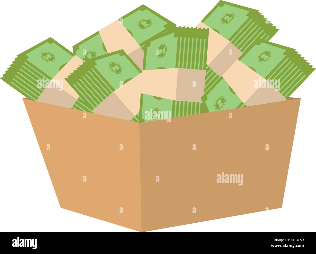 bucket with money bills over white background. vector illustration ...
