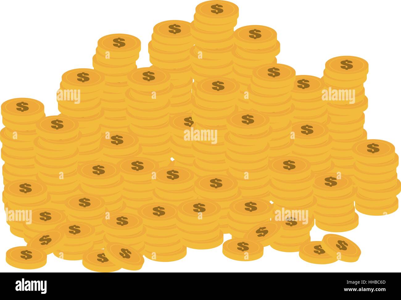 stacks of gold coins over white background. colorful design. vector ...